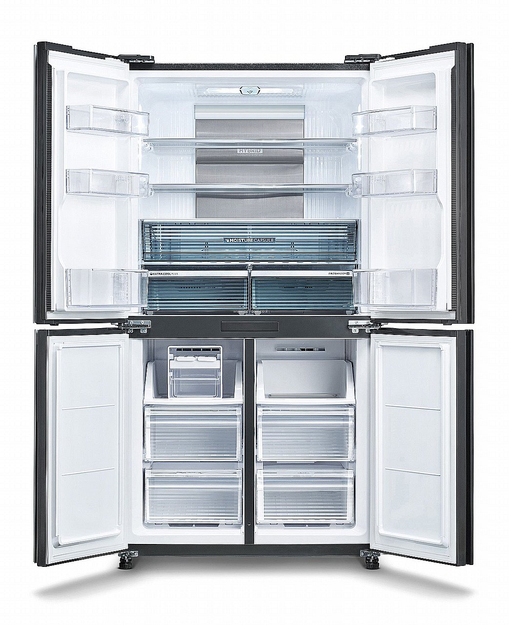 מקרר שארפ 4 דלתות מקפיא תחתון 532 ליטר Sharp SJ-8570W התקן שבת מהדרין